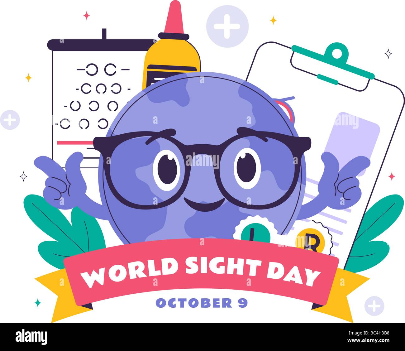 World Sight Day Vector Illustration for October 10, featuring Vision ...