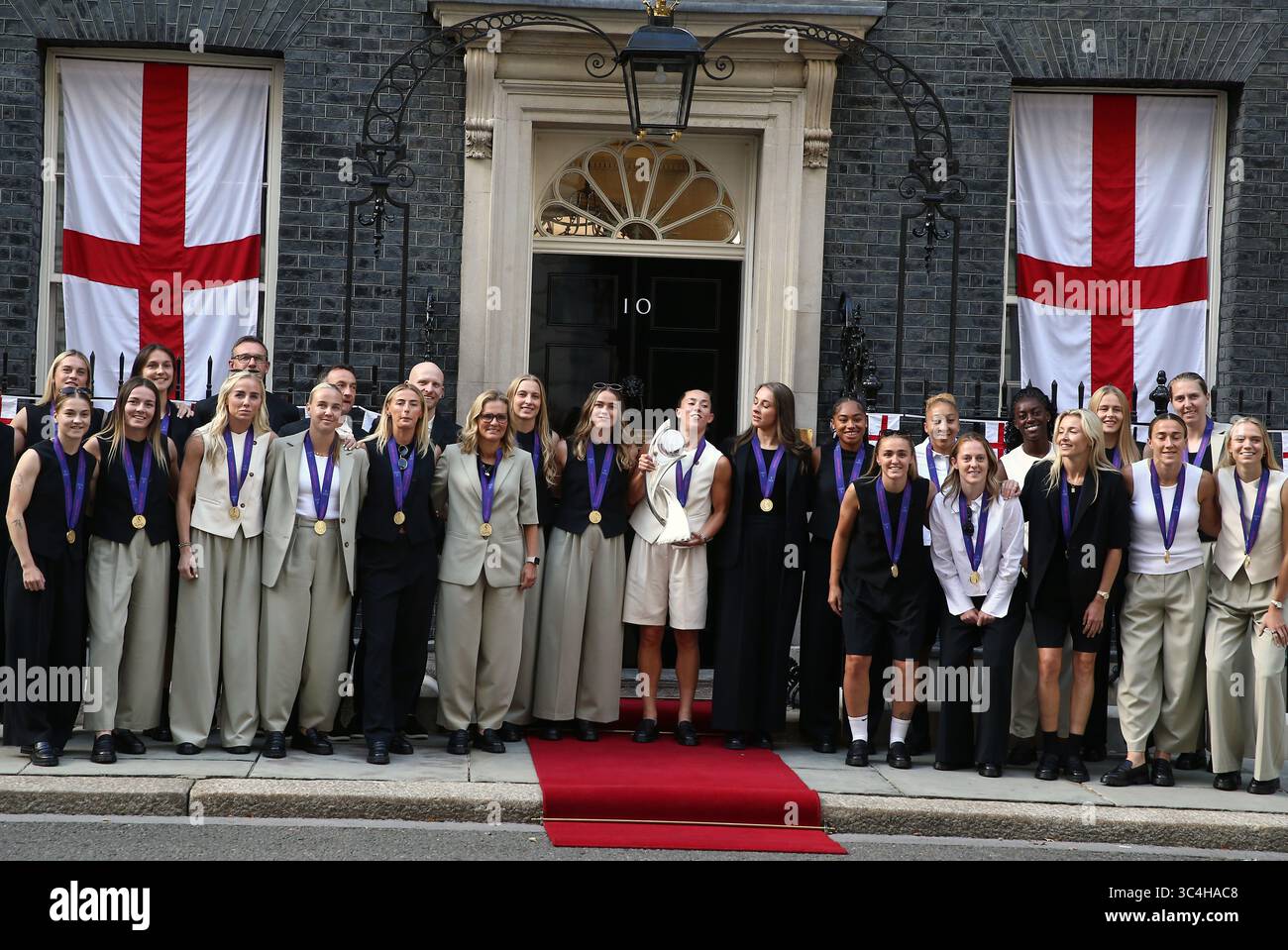 London, UK. 28th July, 2025. The England women's football team pose for ...