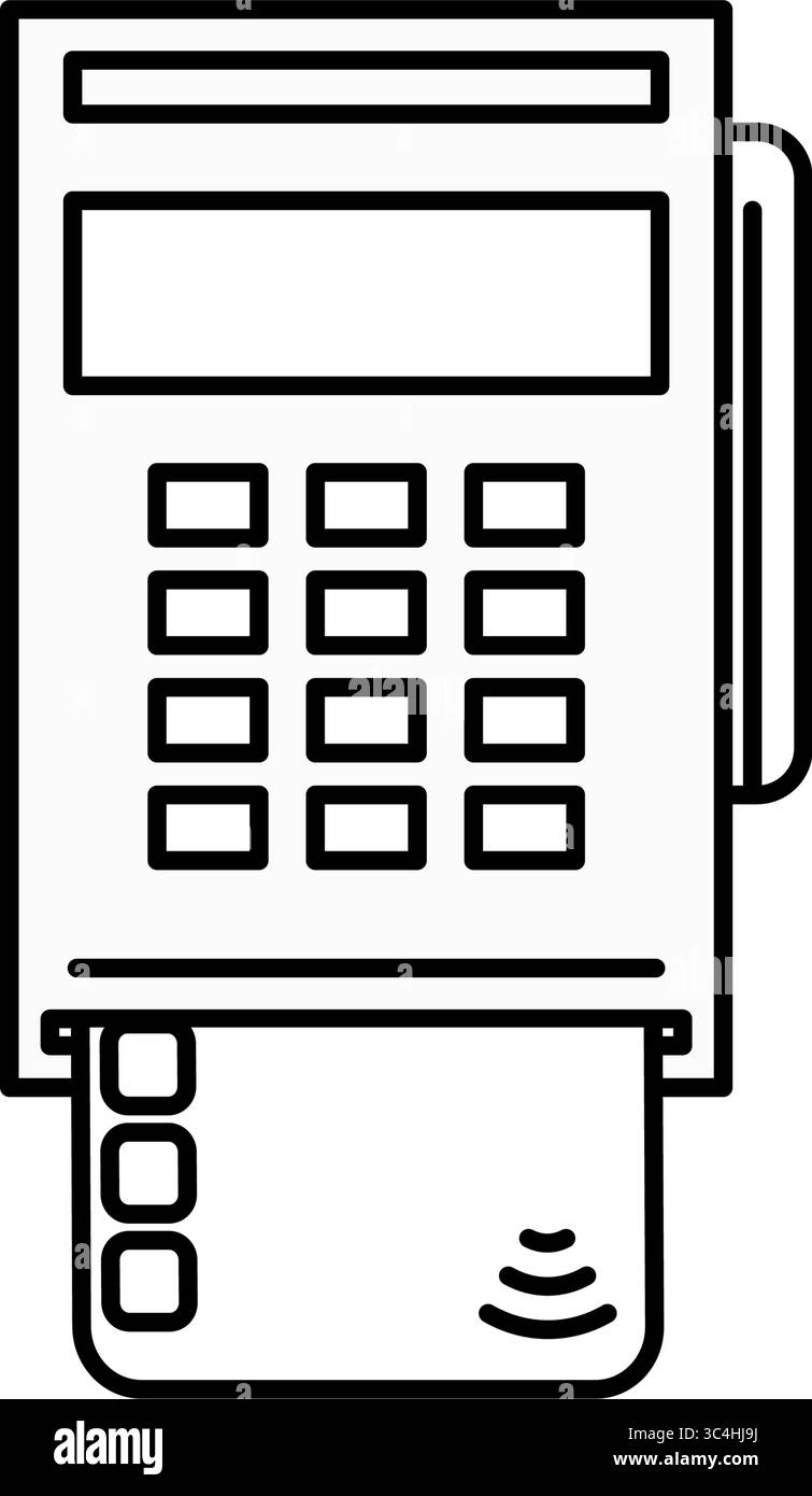 Credit card insert cashless payment simple line drawing icon ...