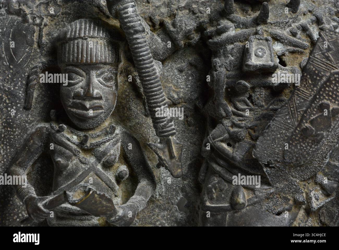 African Tribal Art Benin Bronze Royal Plaque Stock Photo - Alamy