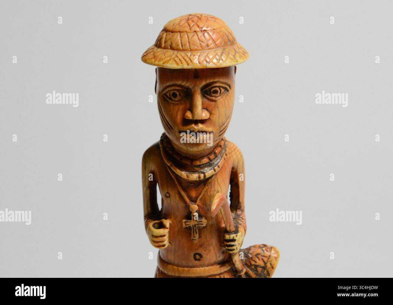 African Tribal Art Benin Carved Ivory Figure of Foreign Missionary ...