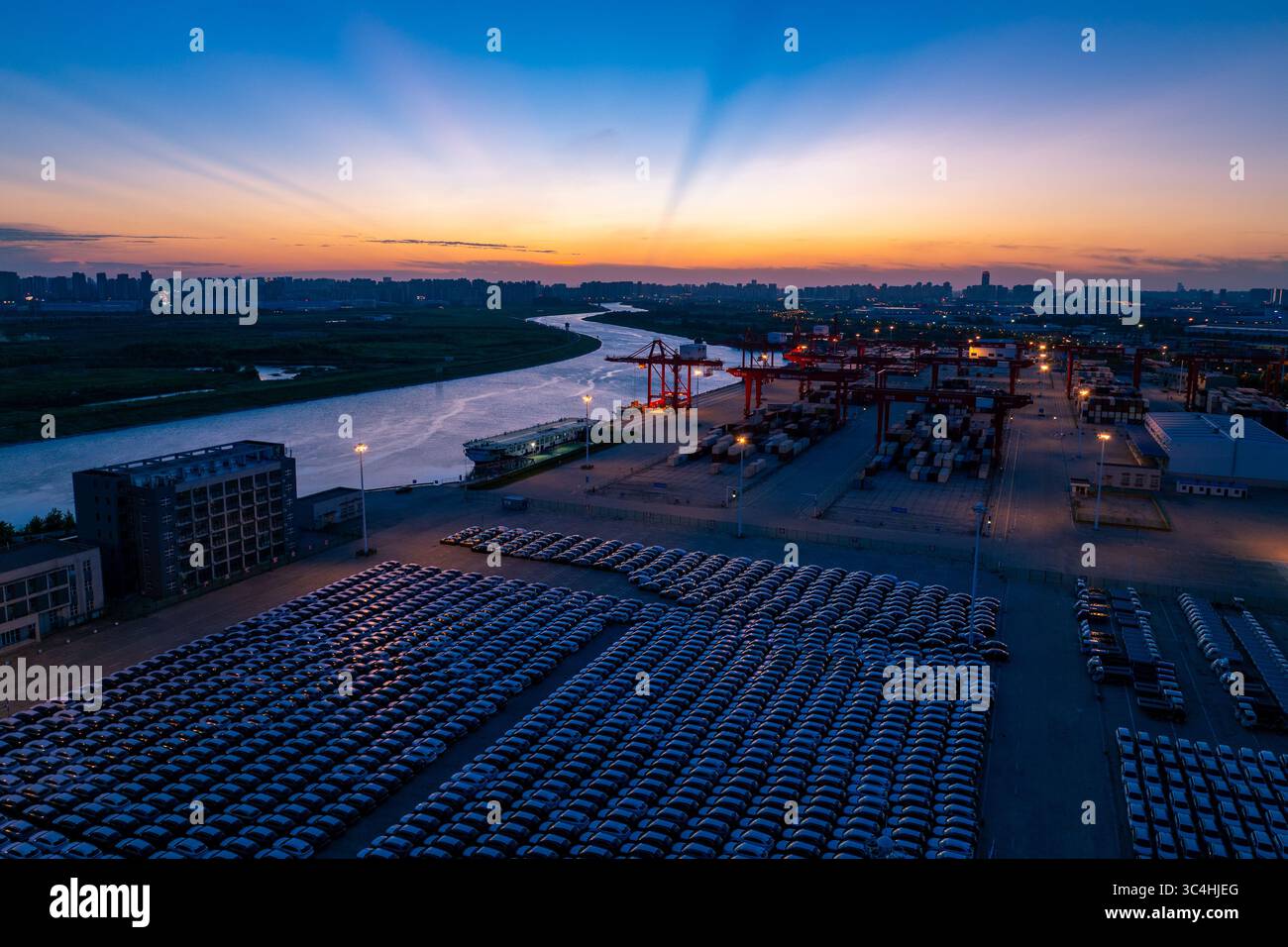 HEFEI, CHINA - JULY 20, 2025 - Anhui Volkswagen export vehicles piled ...