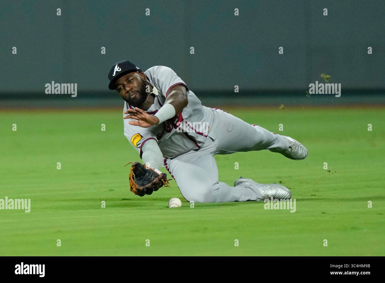 Atlanta Braves center fielder Michael Harris II can't catch a double ...