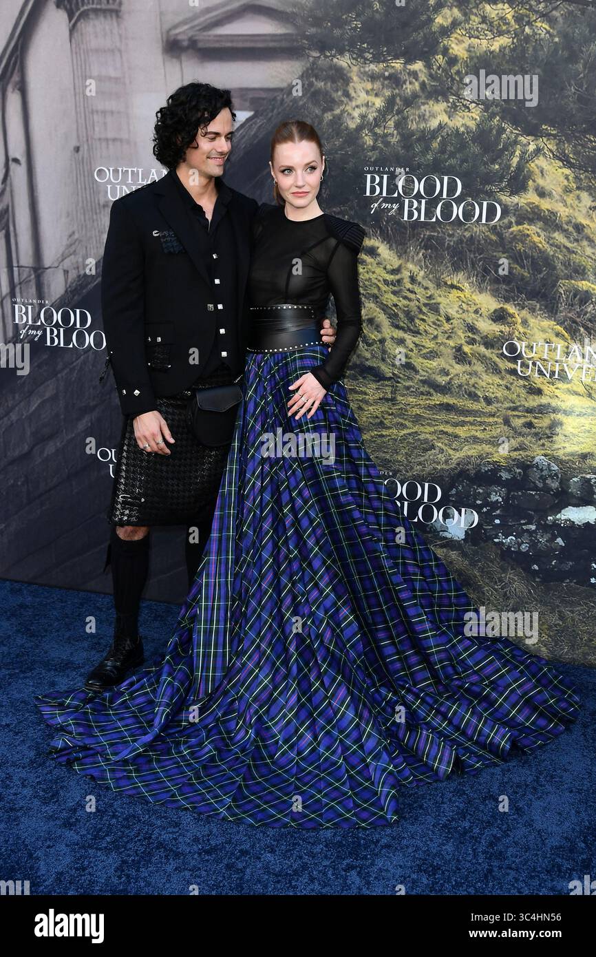 Jamie Roy, left, and Harriet Slater arrive at the premiere of premiere ...