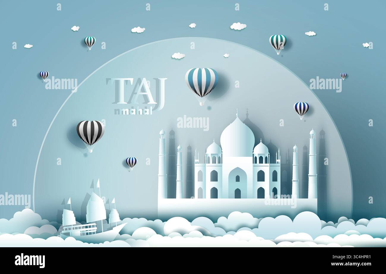Modern art, symbol, logo. World famous landmark series: Taj Mahal the ...