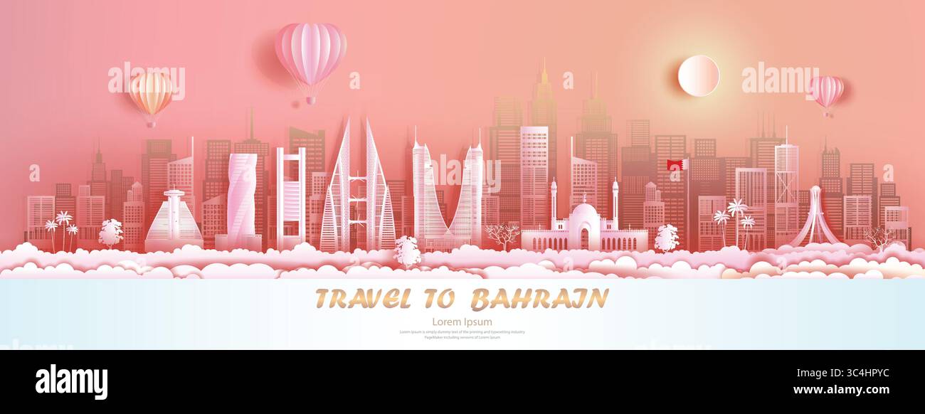Travel Bahrain with panorama view building, skyline, skyscraper ...