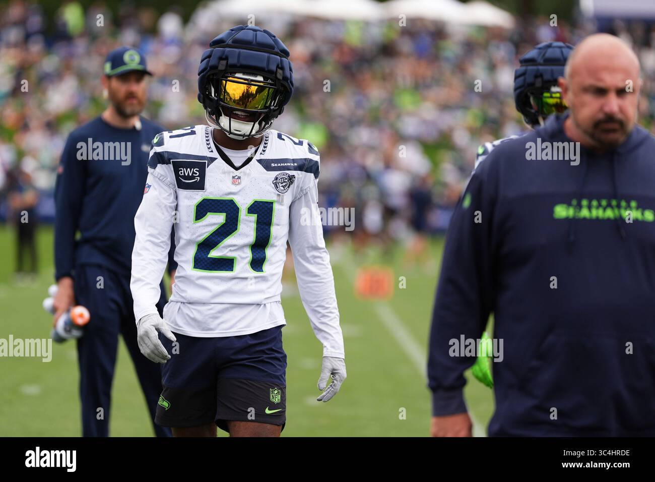 Seattle Seahawks cornerback Devon Witherspoon smiles during the NFL ...