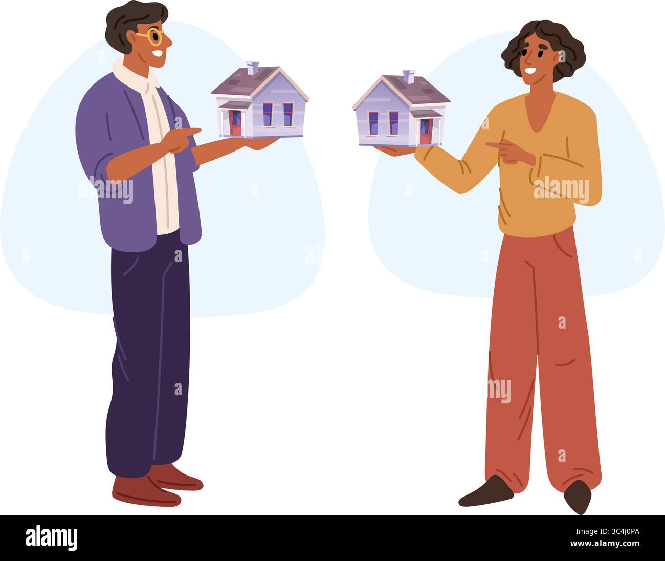 Man pointing house model Stock Vector Images - Alamy