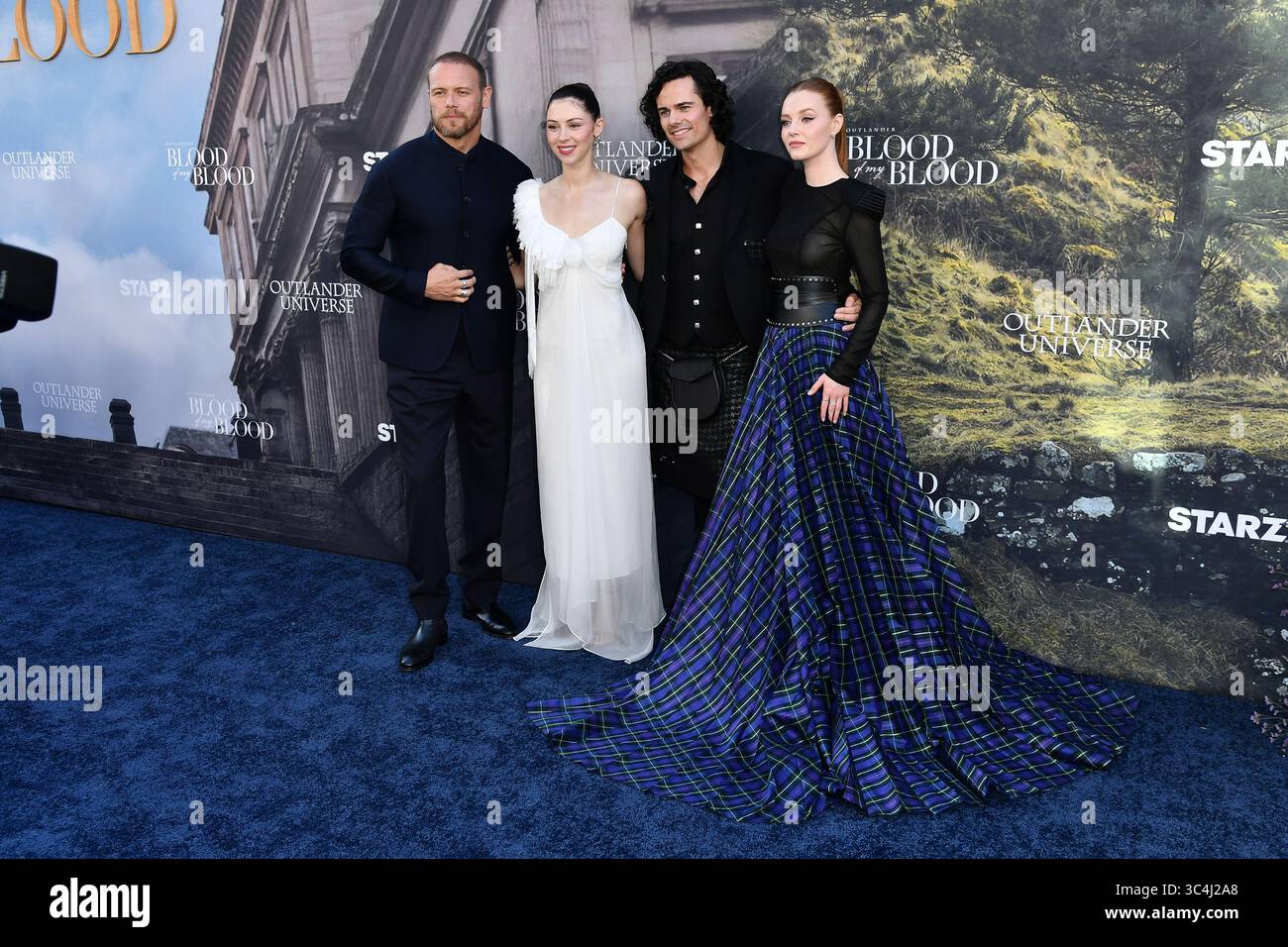 Sam Heughan, from left, Hermione Corfield, Jamie Roy and Harriet Slater ...