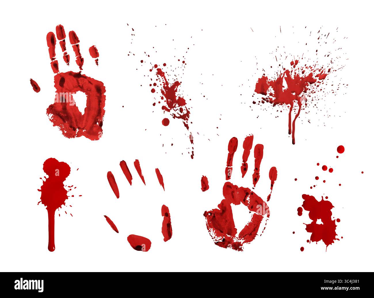 Red bloodstain set for halloween horror designs - dripping splashes ...