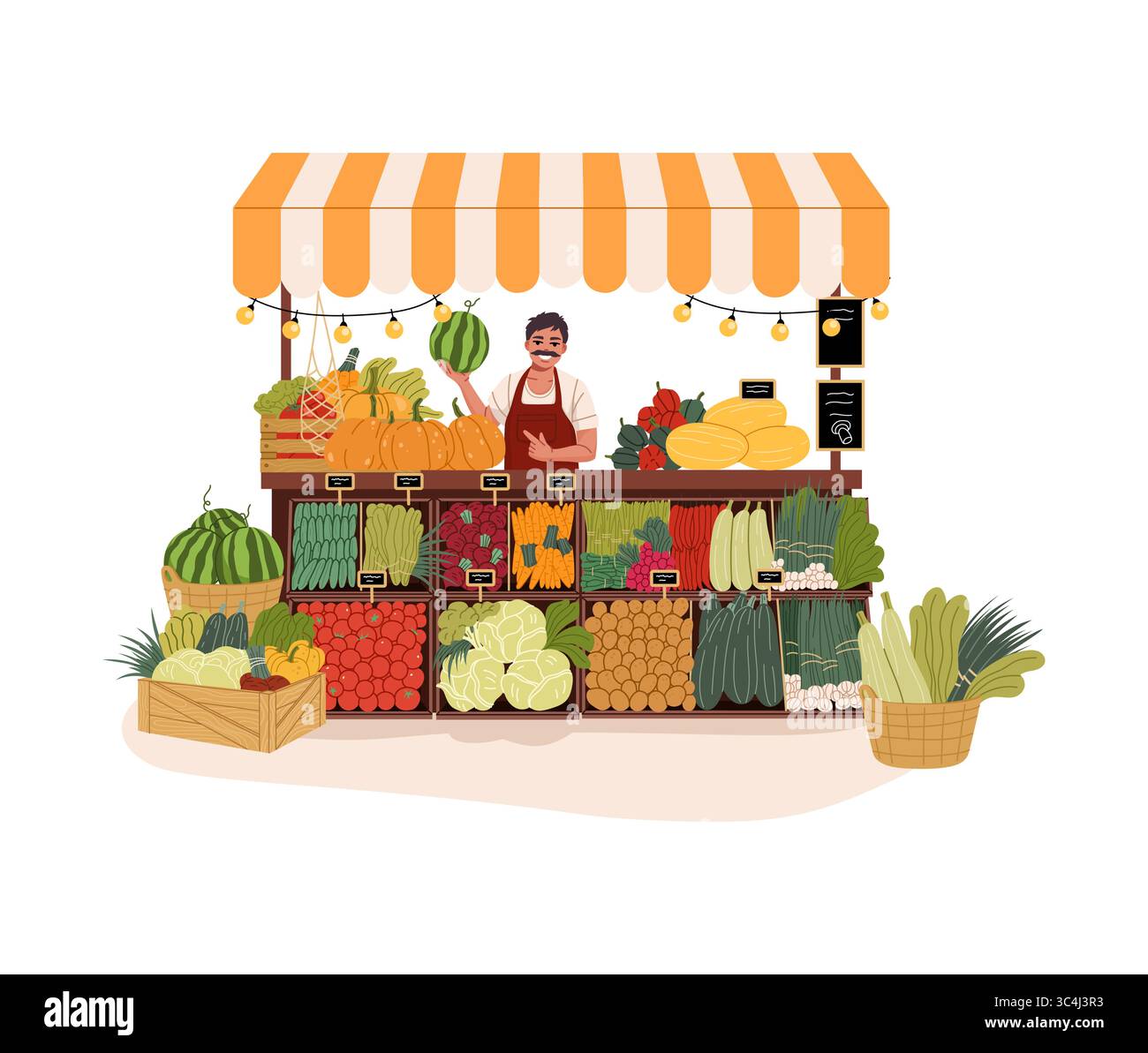 Farmer with vegetable crates Stock Vector Images - Alamy