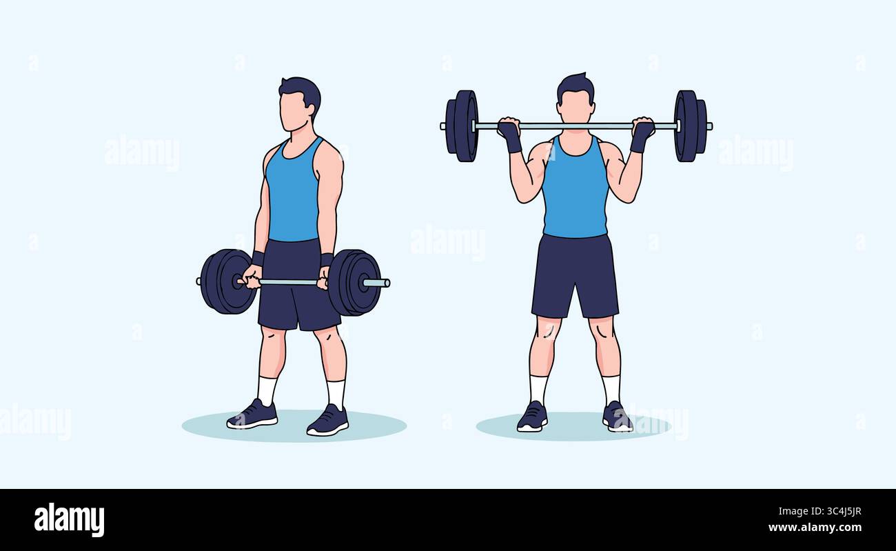 Barbell clean and press exercise technique for full body strength ...