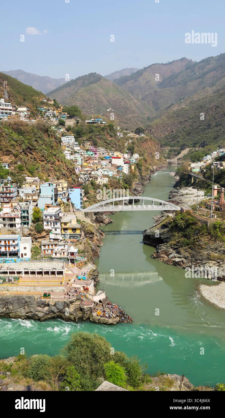 Confluence of Alaknanda and Bhagirathi rivers, known as Sangam Point ...