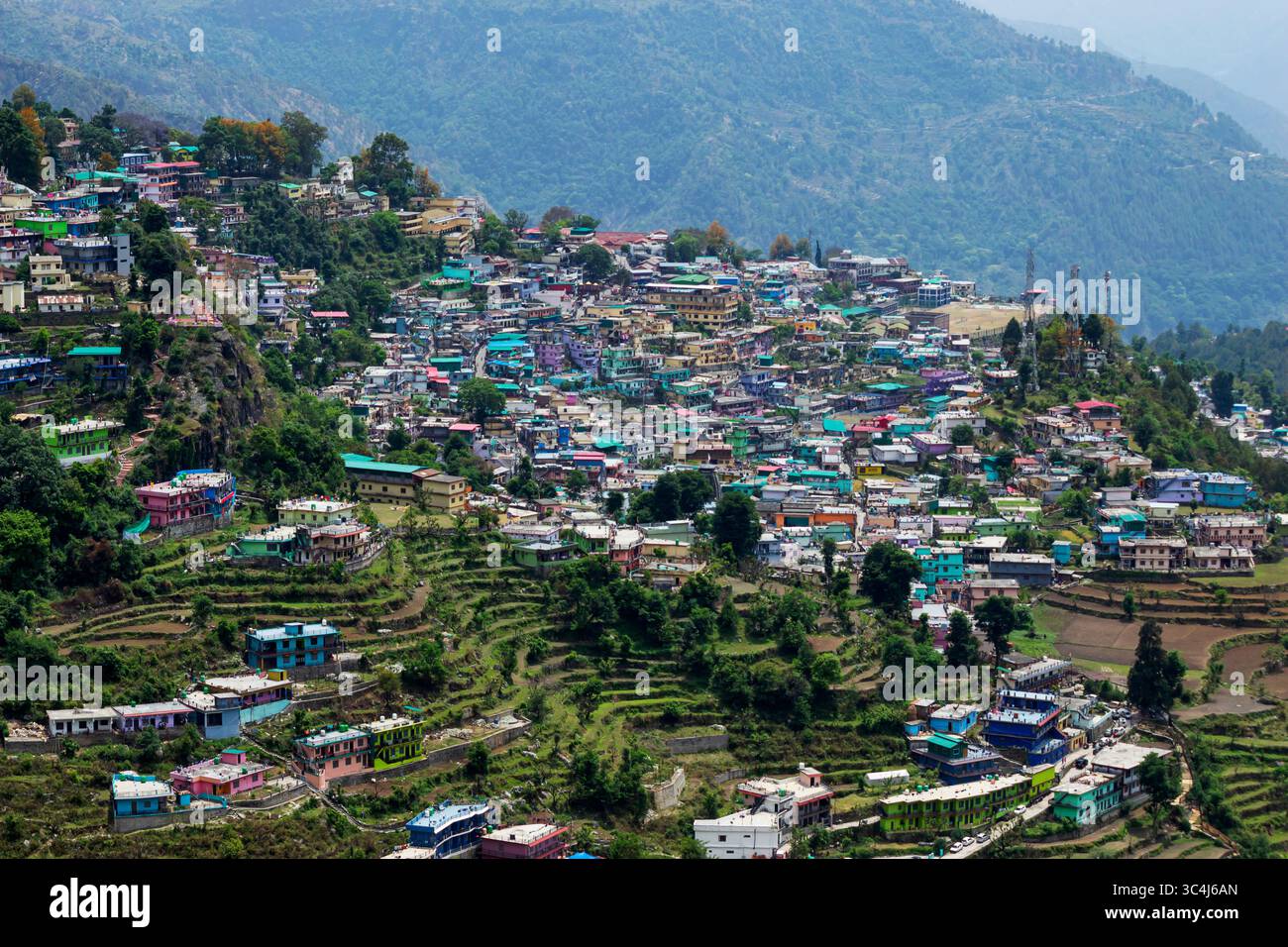 Panoramic view of Gopeshwar town, located in Chamoli district ...