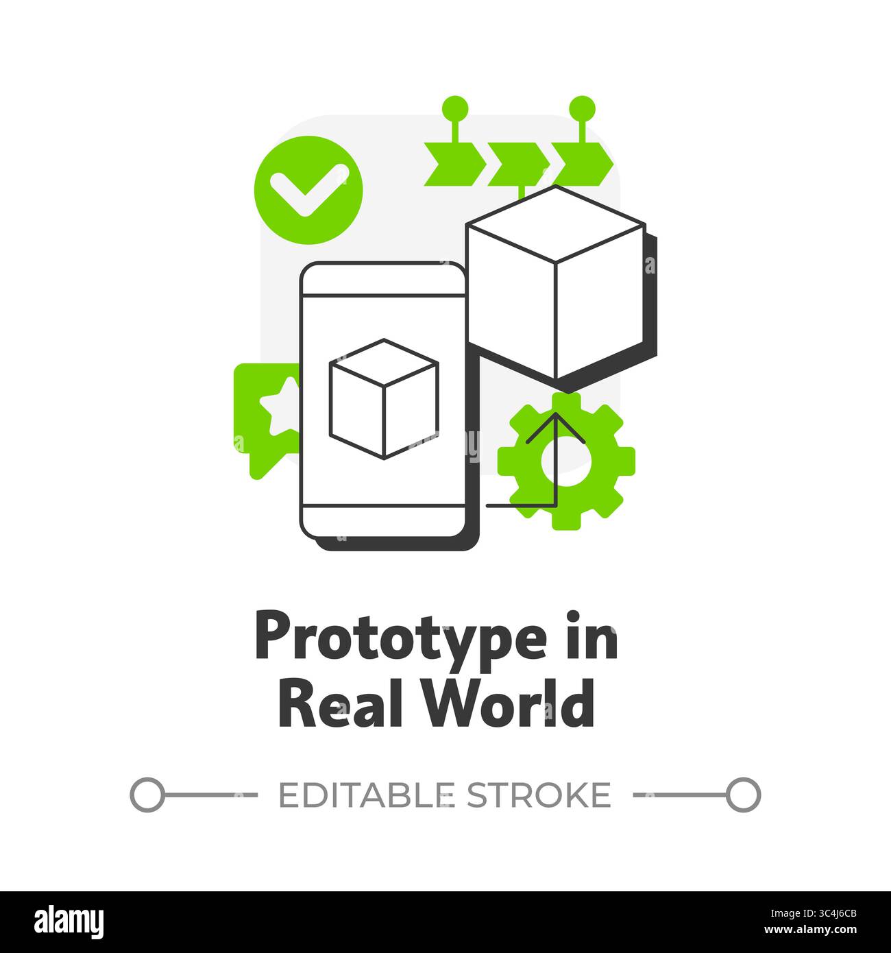 Prototype in real world flat outline concept icon Stock Vector Image ...