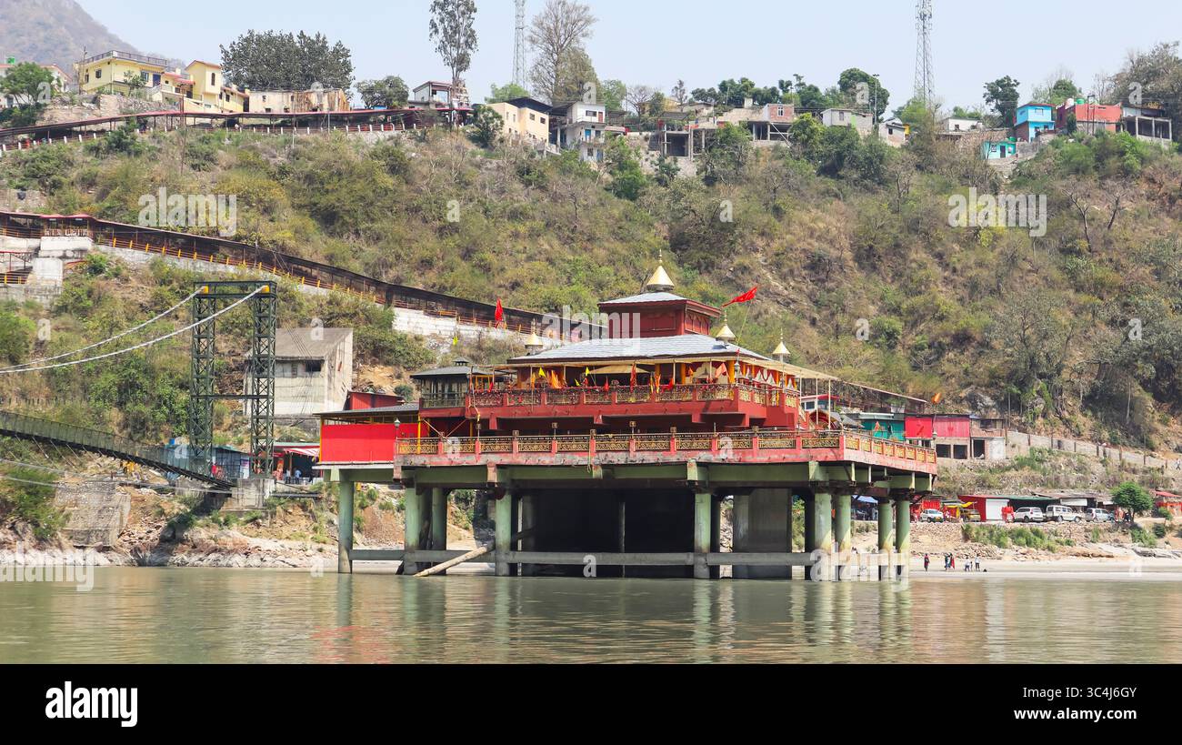 Rear view of the Dhari Devi Temple, situated centrally on the Alaknanda ...