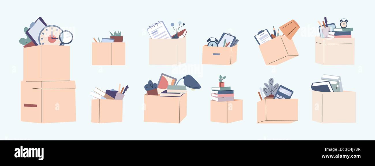 Manager boxes things packing Stock Vector Images - Alamy