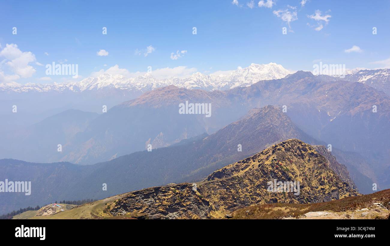 Panoramic view of the Himalayan mountain range, captured from ...