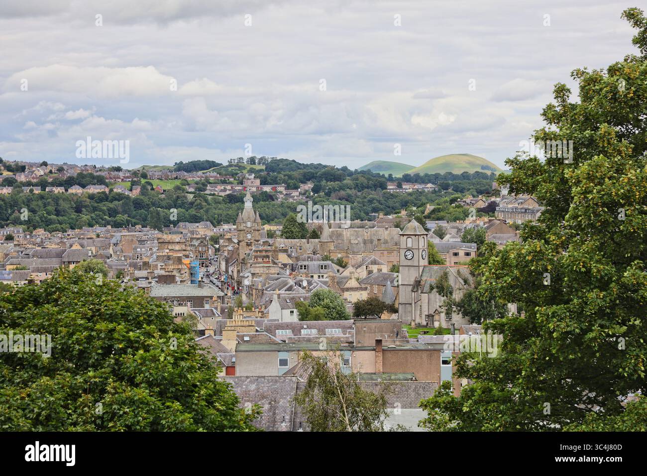 Elevated view of Hawick from the summit of the Mote Hawick Scotland ...