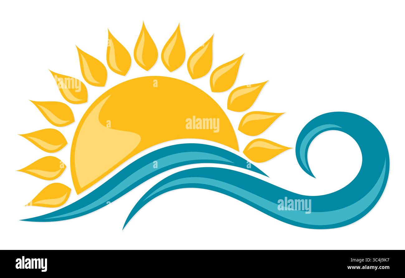Logo of the dawn of the sun with a blue wave Stock Vector Image & Art ...