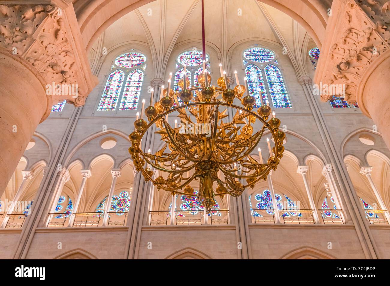 PARIS, FRANCE, JULY 26, 2025 : central nave, arches and pillars of ...