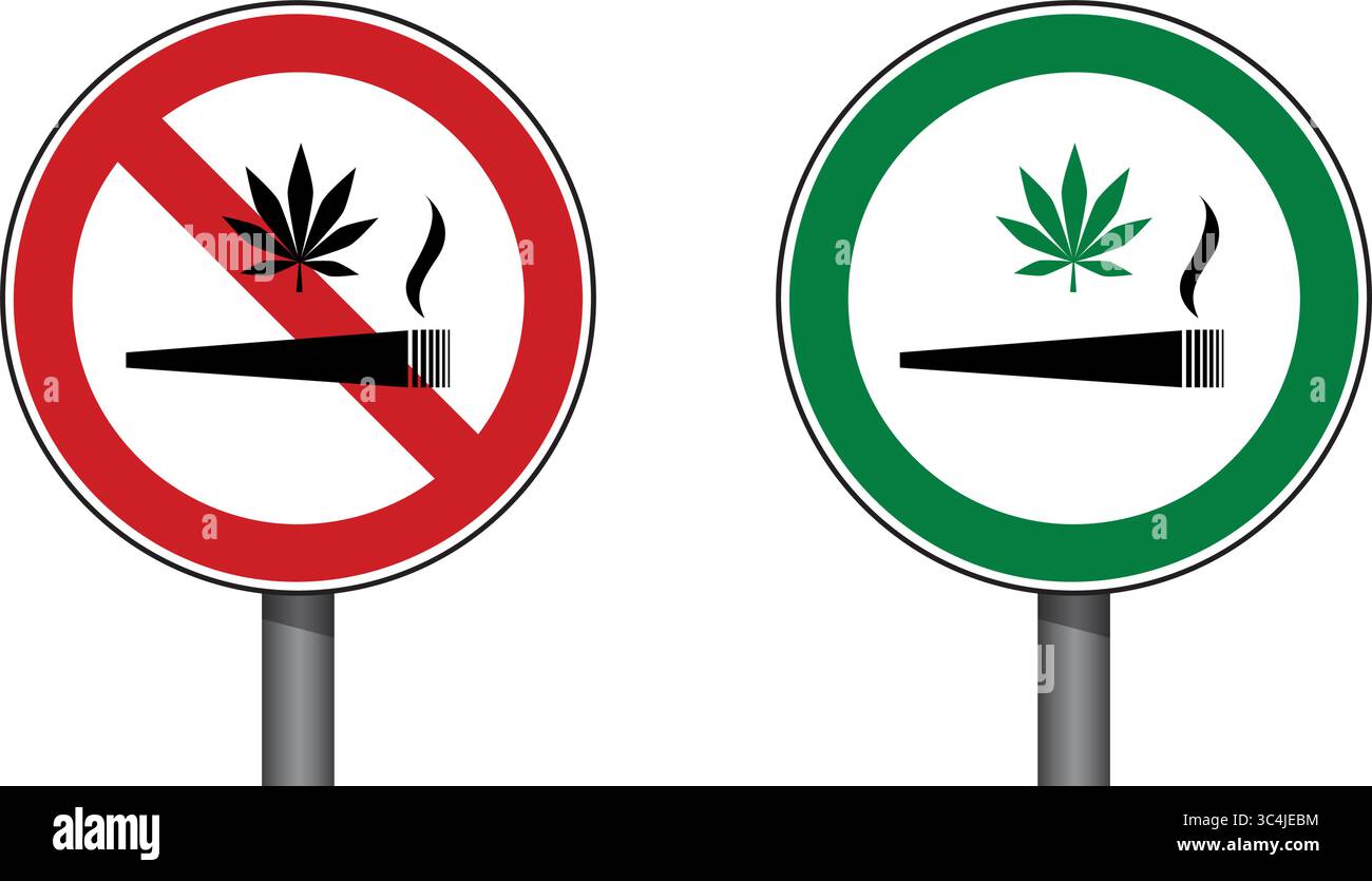 cannabis forbidden and allowed sign vector illustration Stock Vector ...