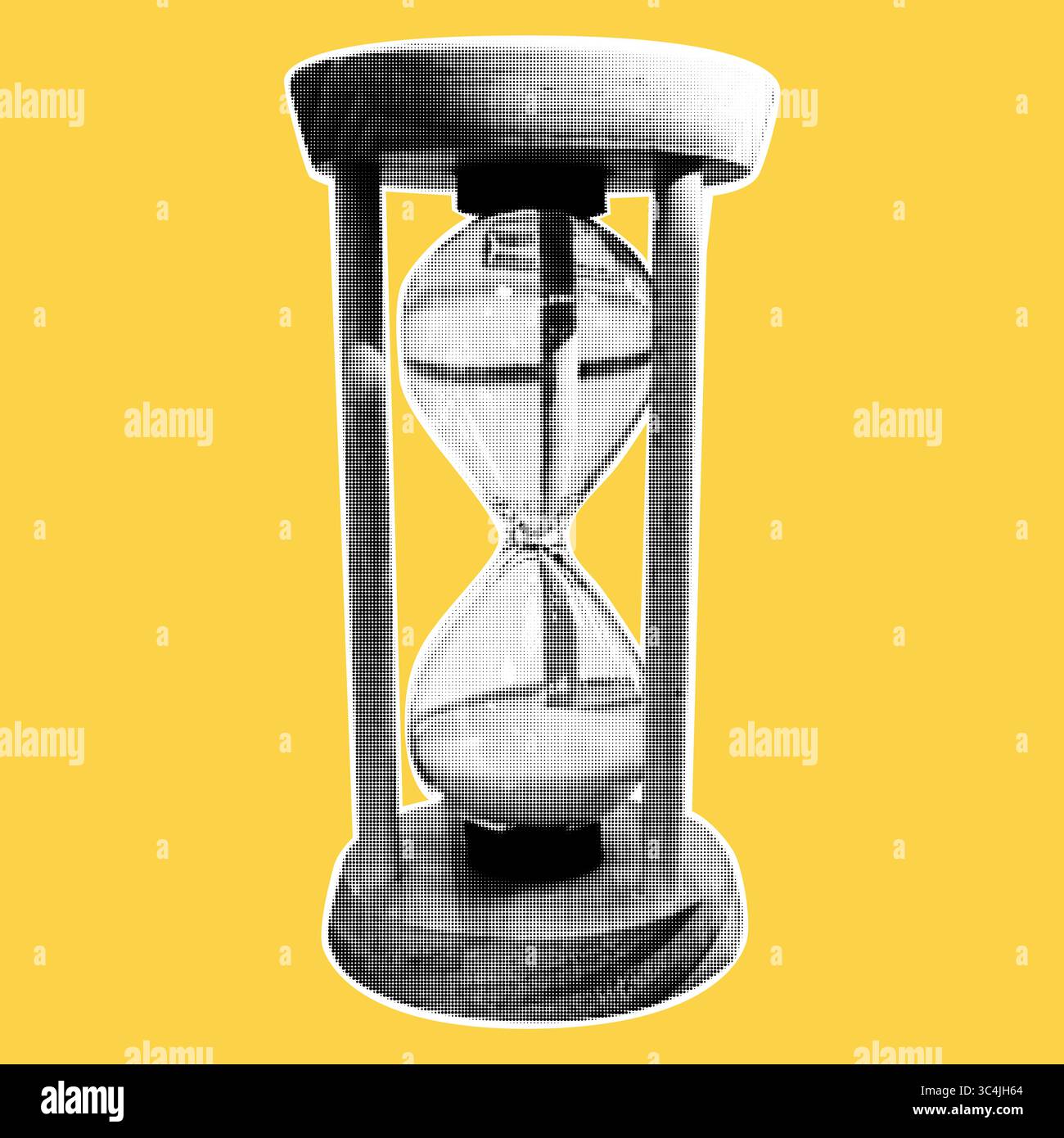 Halftone vintage hourglass collage. Vintage dotted texture. Trendy 90s ...