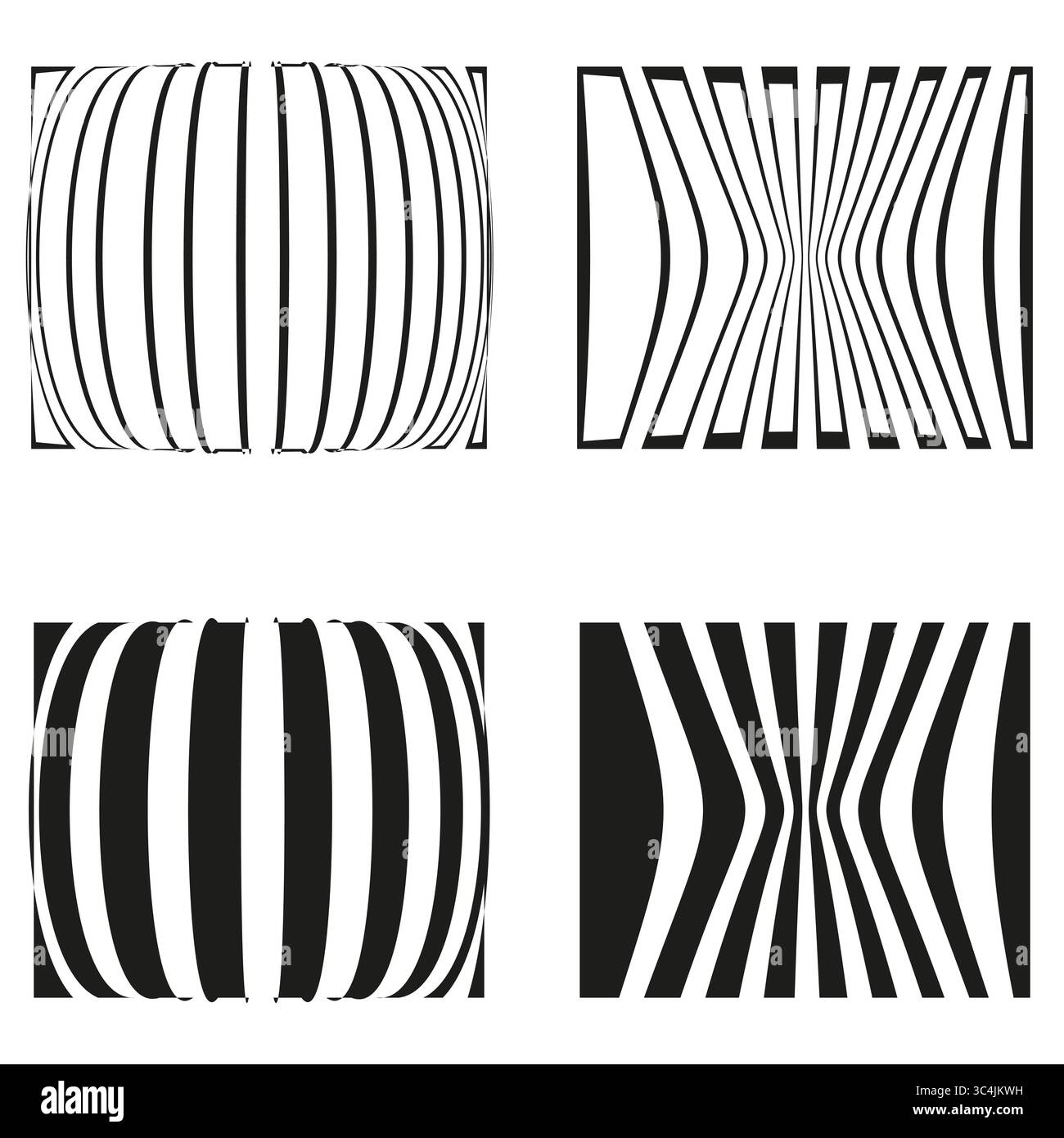 Wavy line patterns. Abstract optical illusion. Distorted Vector shapes ...