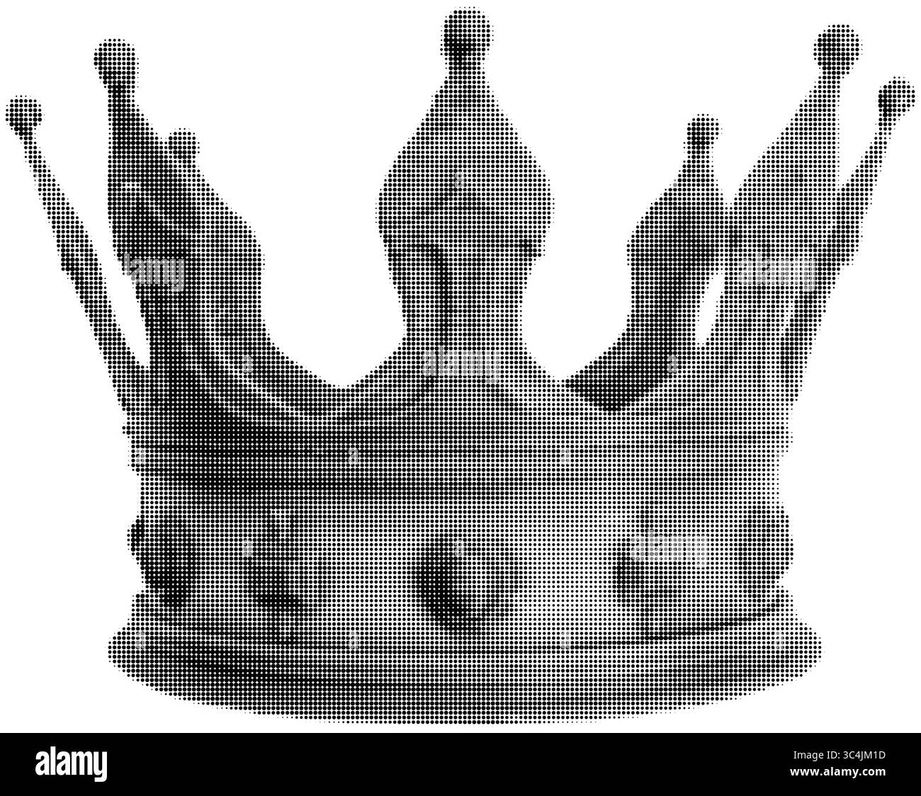 Halftone crown collage. Element with dotted texture in retro pop art ...