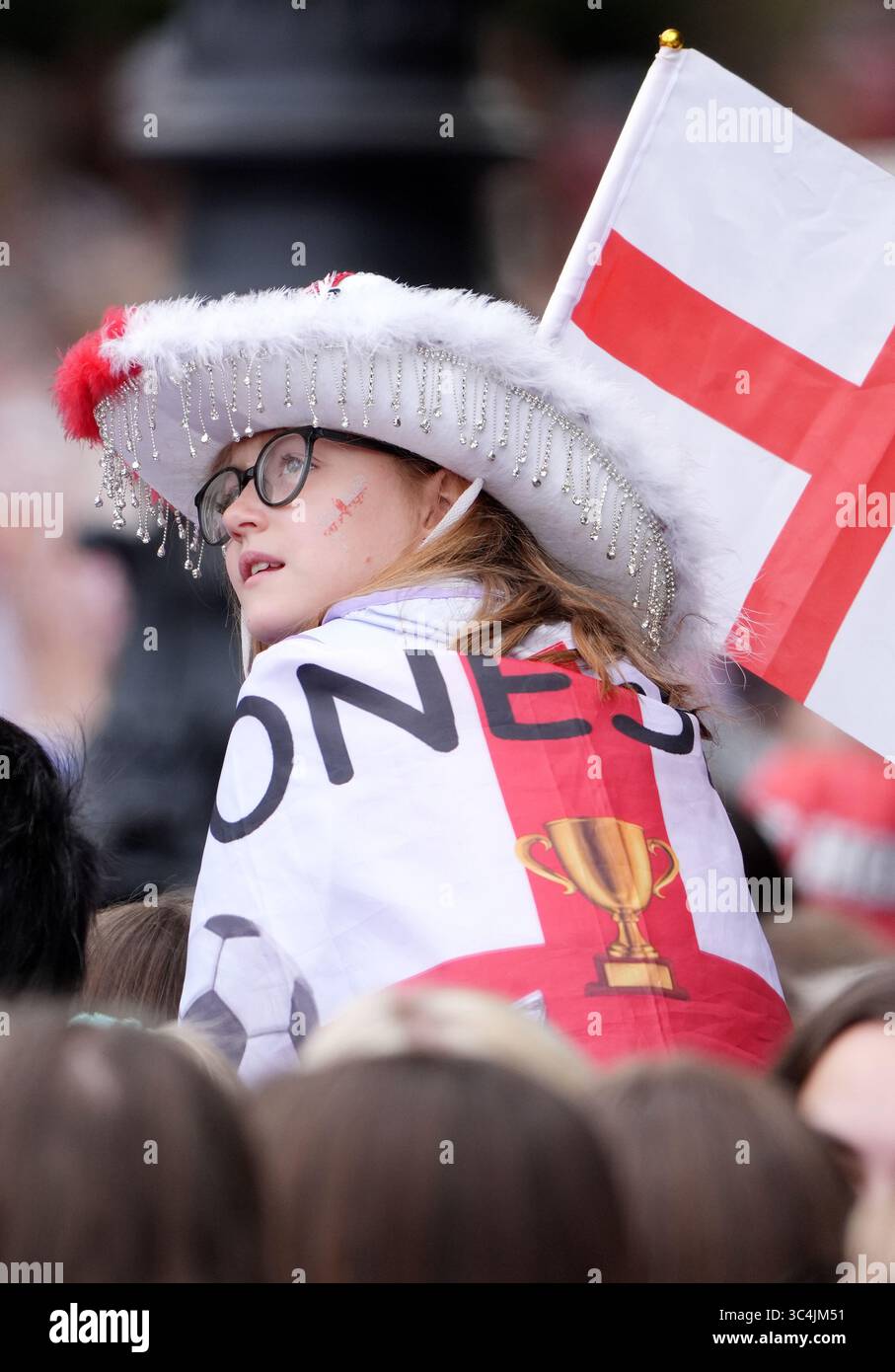 An England fan ahead of a Homecoming Victory Parade on the Mall, London ...