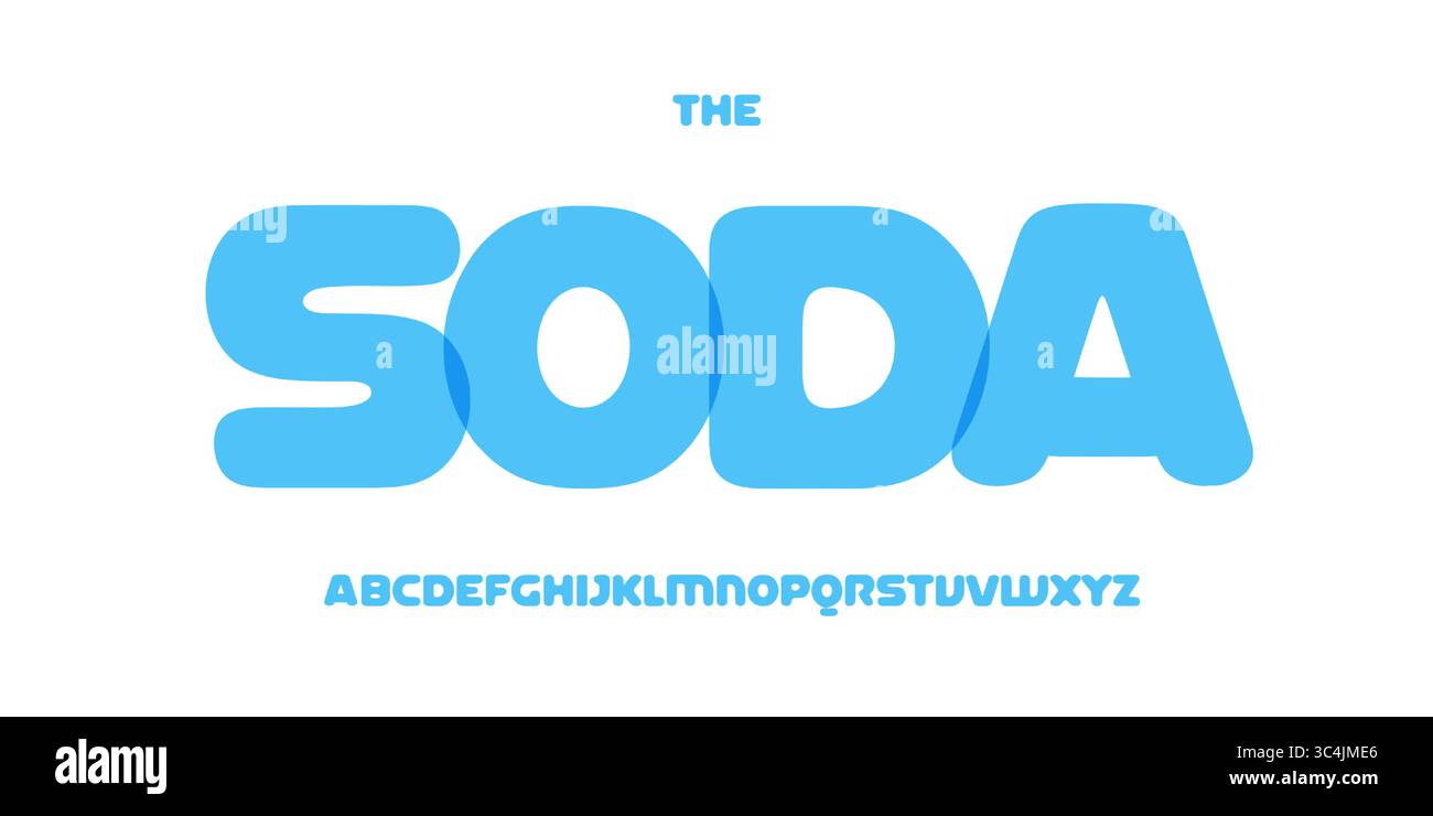 Aqua blue overlay alphabet, bold rounded font, soft geometric typeface ...