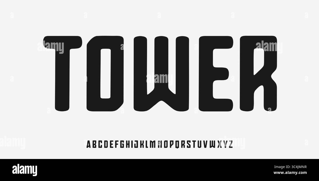 Condensed impact alphabet, bold tall font, strong command sans typeface ...