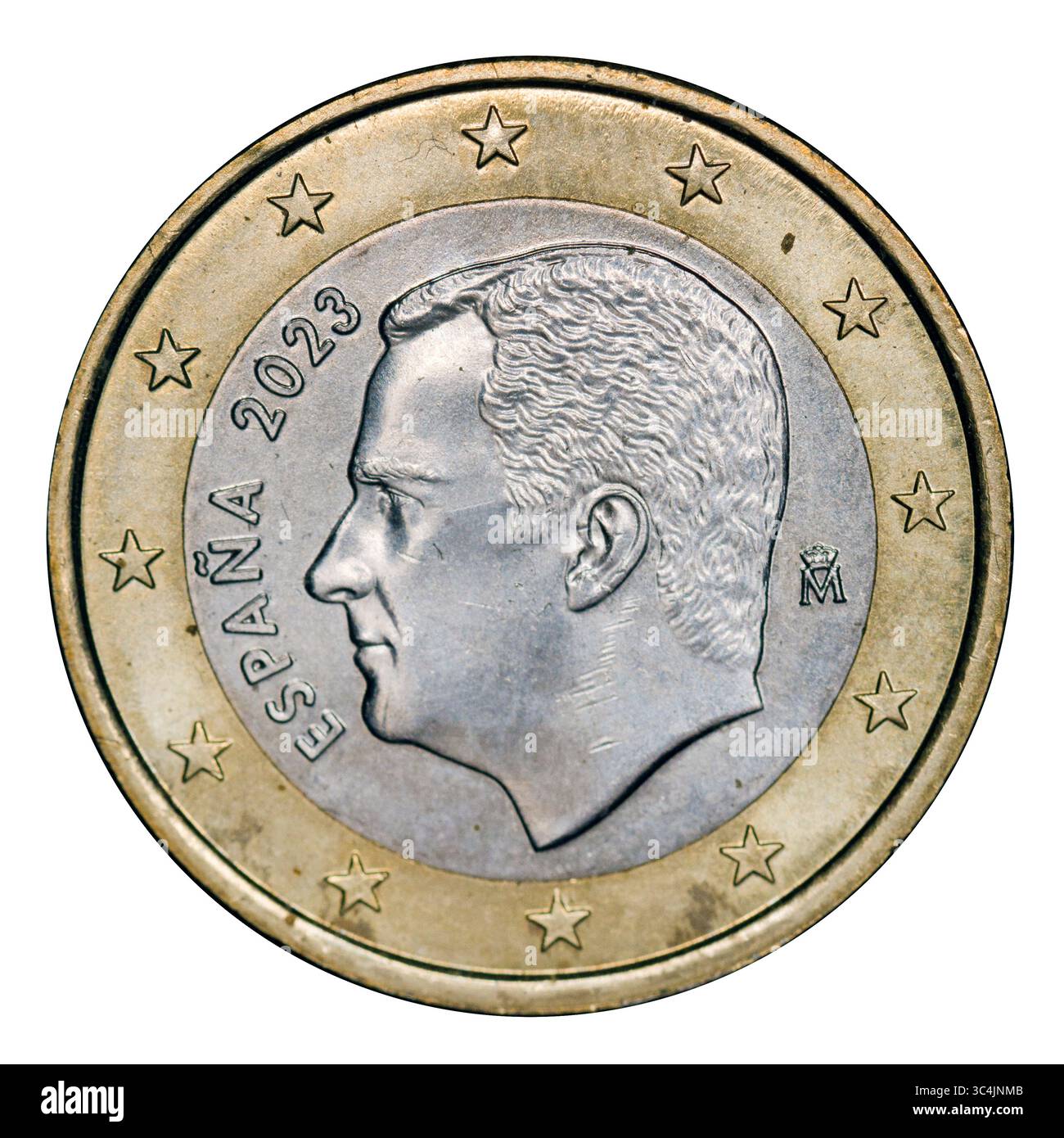 Spanish 1-Euro coin with the portrait of King Felipe VI., Spain Stock ...