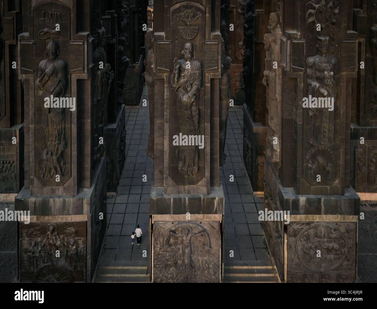 Aerial view of the Chronicles of Georgia's imposing monuments, their ...