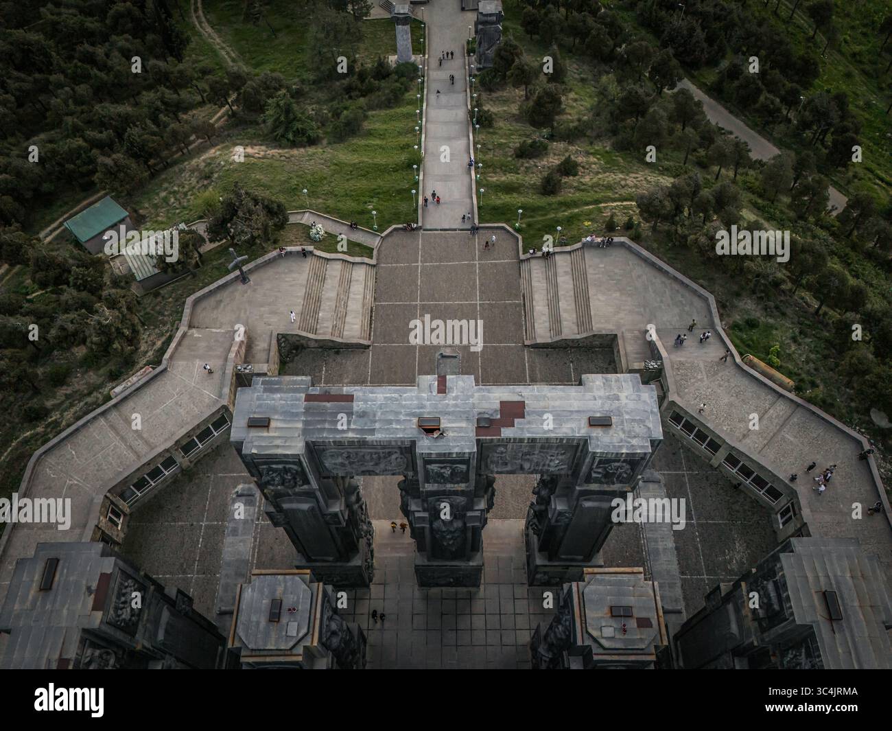 Aerial view of The Chronicles of Georgia monument's imposing stone ...