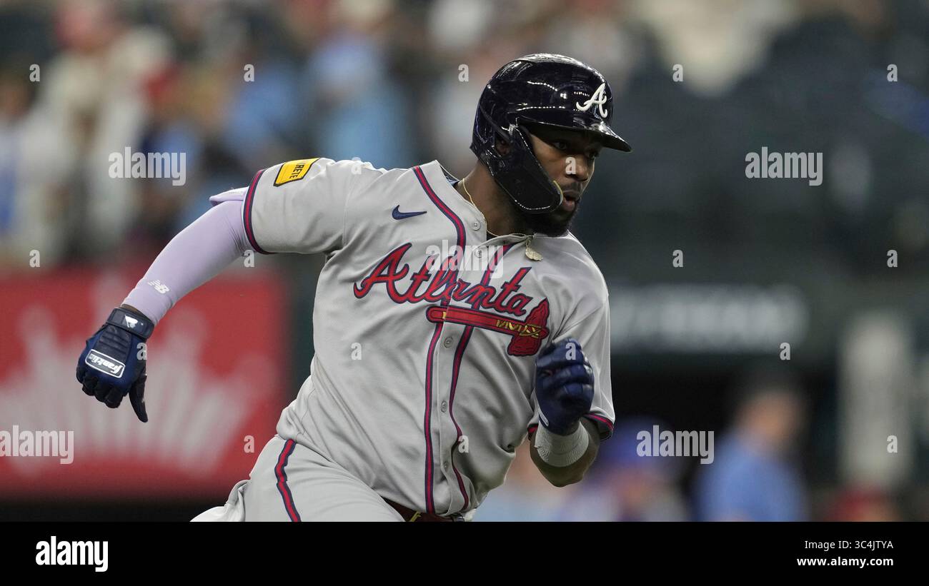 Atlanta Braves' Michael Harris II sprints around first during a ...