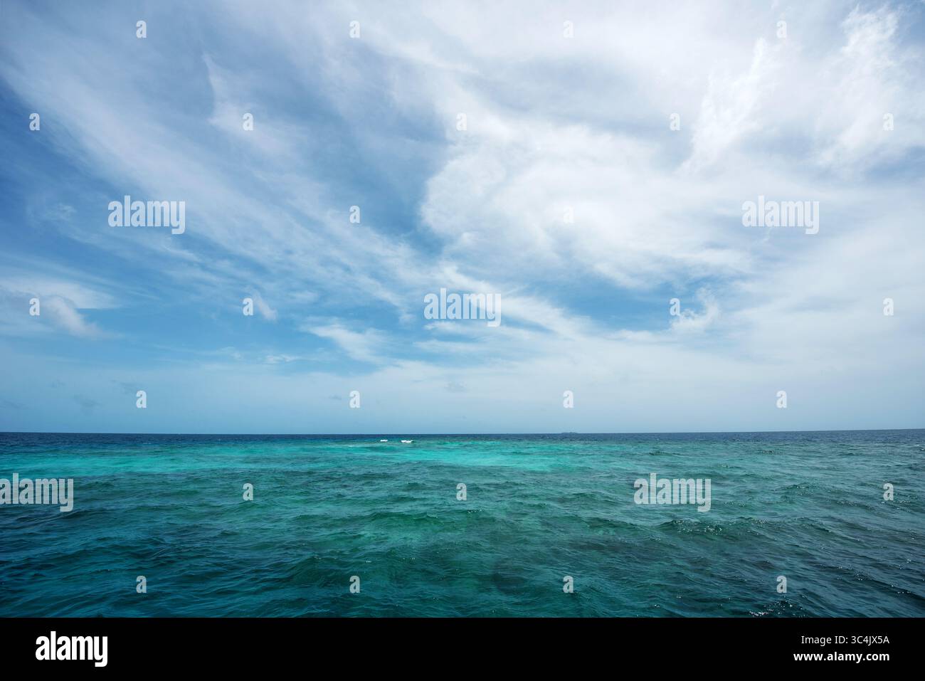 Seascape horizon where ocean meets sky, offering a serene natural ...
