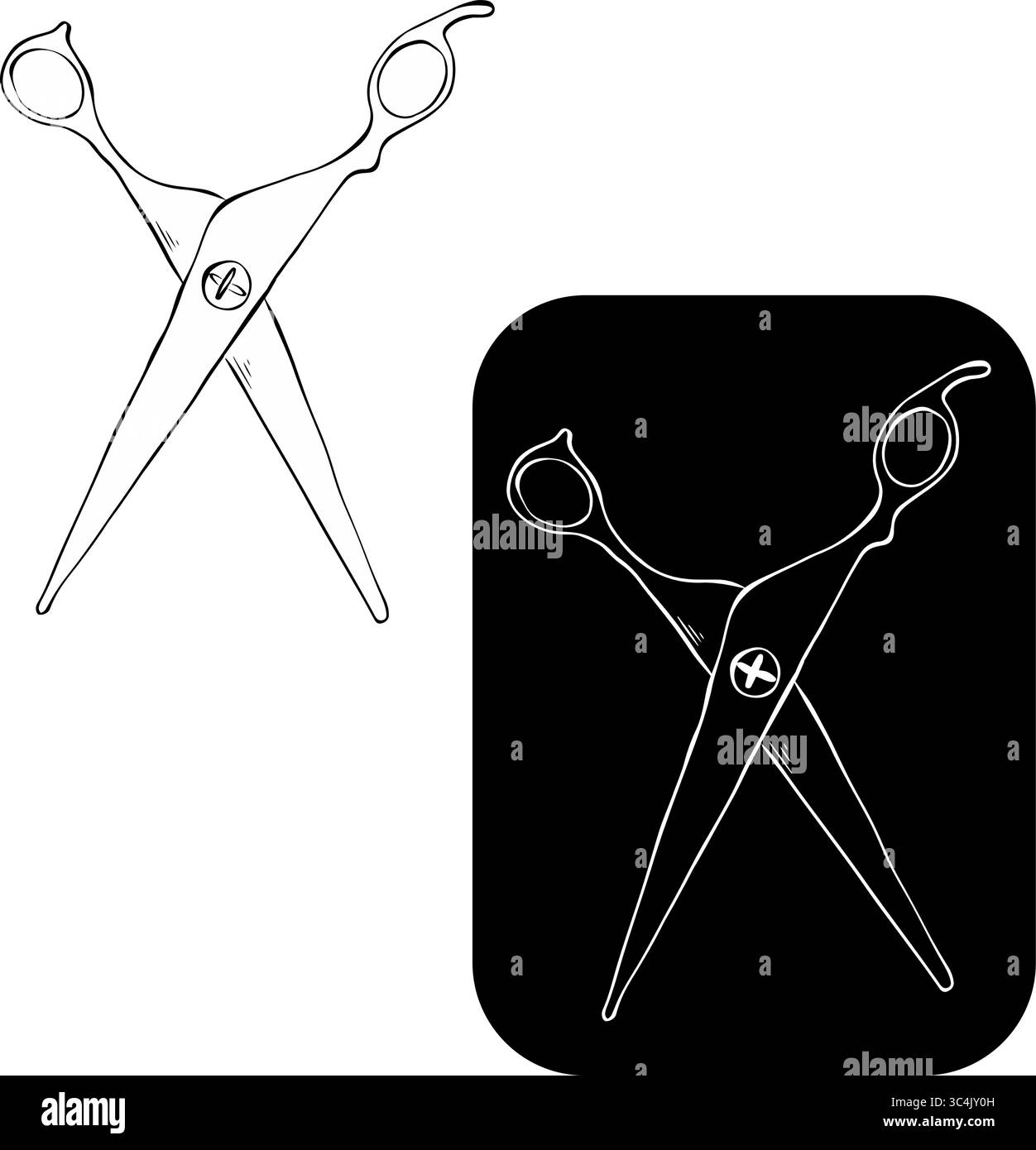 Scissors Isolated logo. Vector graphic line ink illustration ...