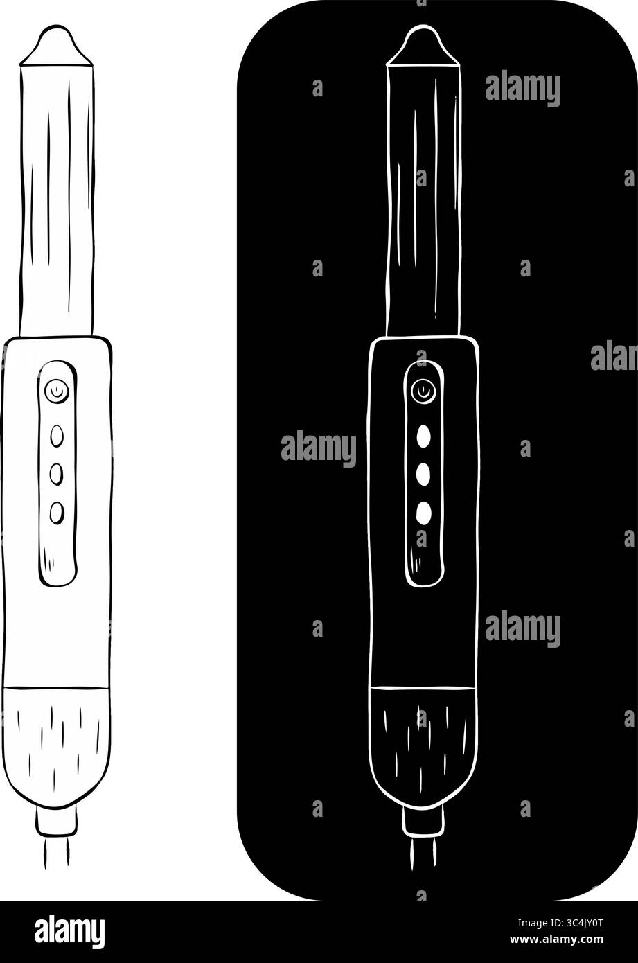 Outline hair iron vector icon Isolated logo. Vector graphic line ink ...