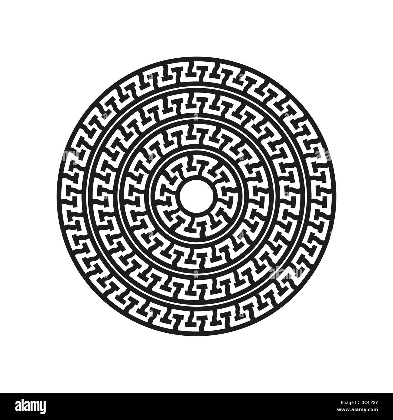 Greek key circle. Labyrinth pattern Vector. Geometric maze symbol ...