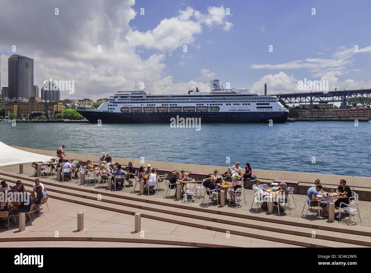 Tourists and locals relax at the Opera Bar along The Forecourt, Sydney ...