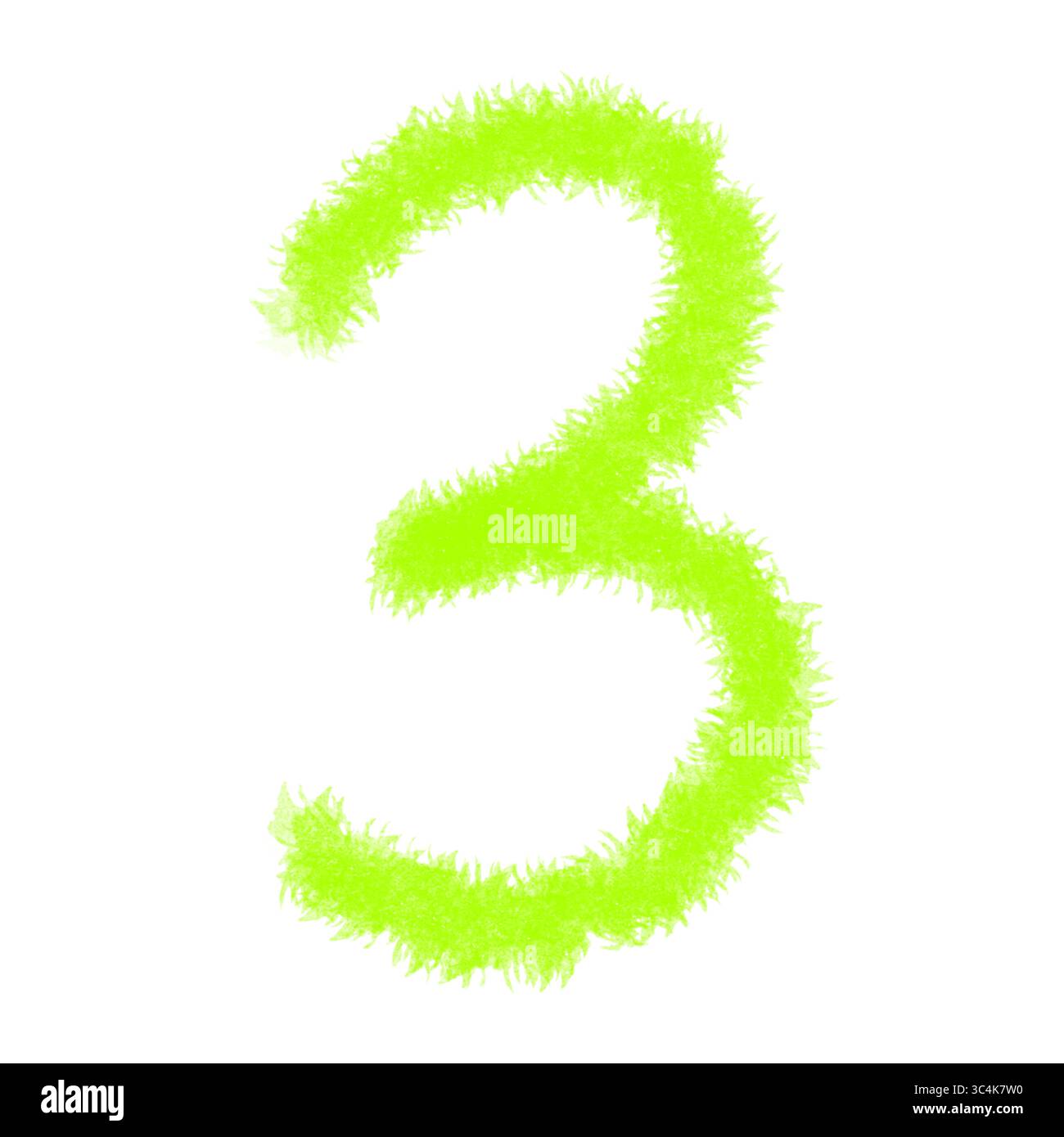 Fluffy Green Number 3 Clipart, Furry Hairy Font PNG Isolated on ...