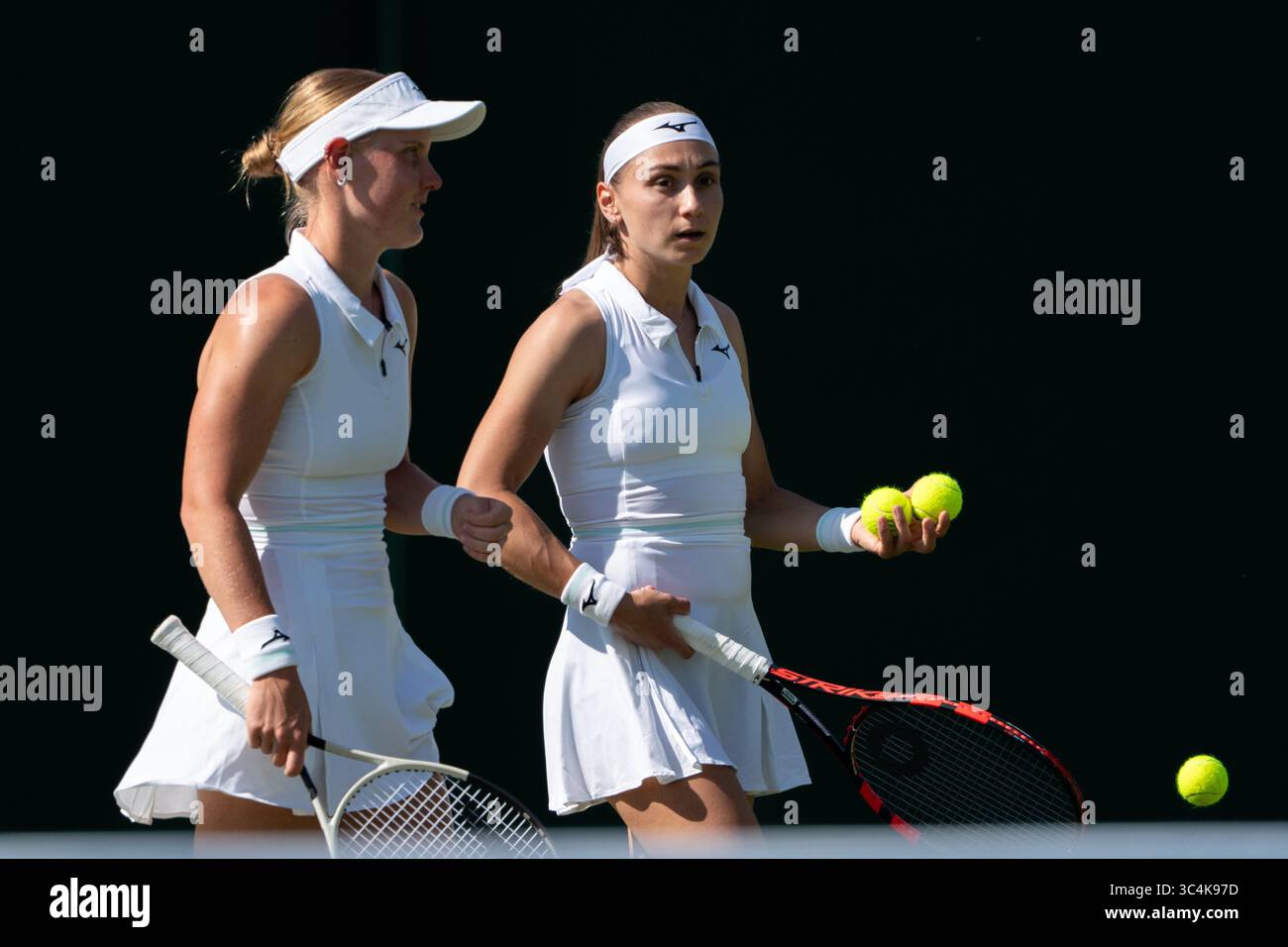 LONDON, UNITED KINGDOM - JULY 2: Suzan Lamens of the Netherlands and Aleksandra Krunic of Serbia ...