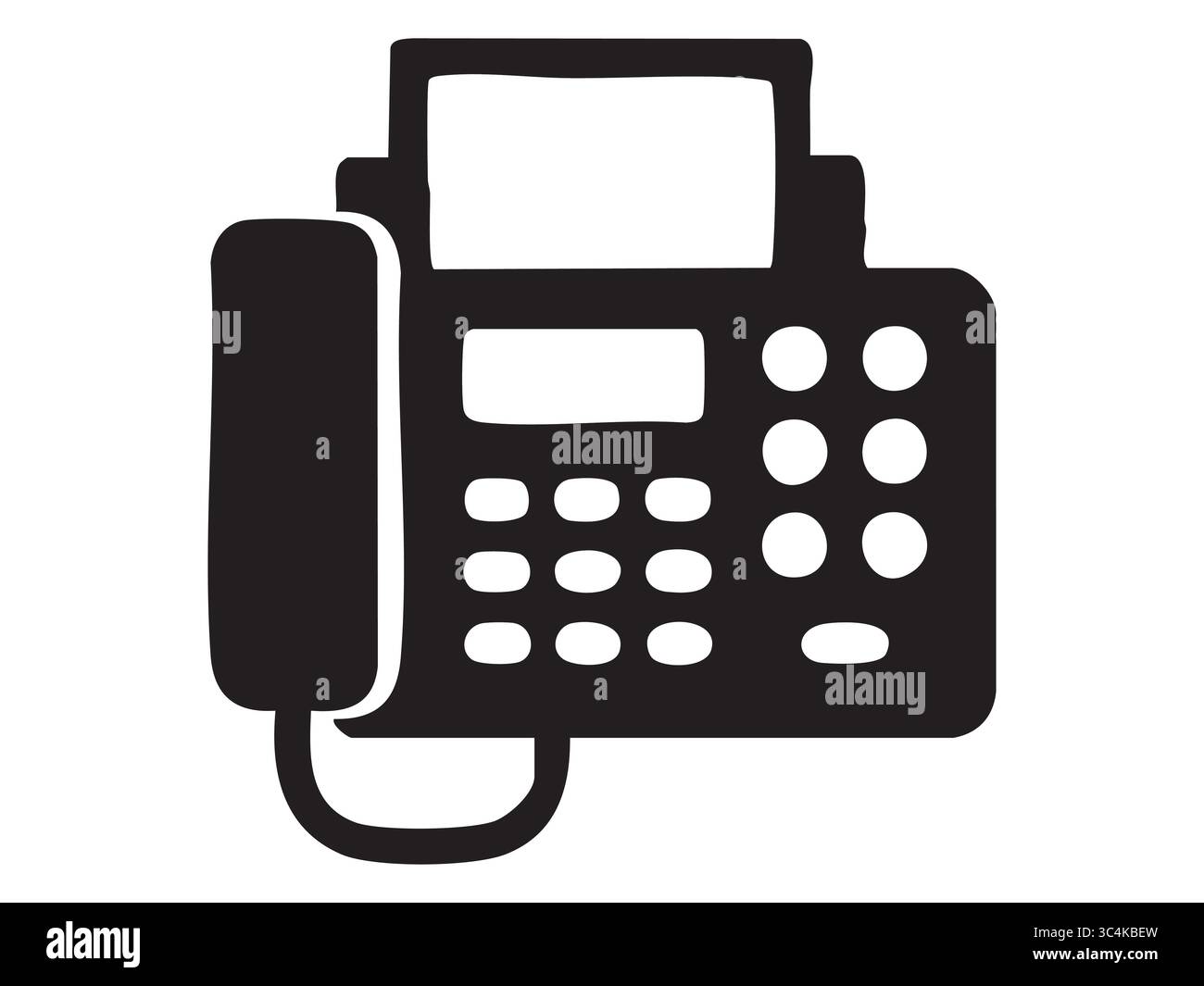 Black silhouette of fax machine, isolated on white background, graphic ...