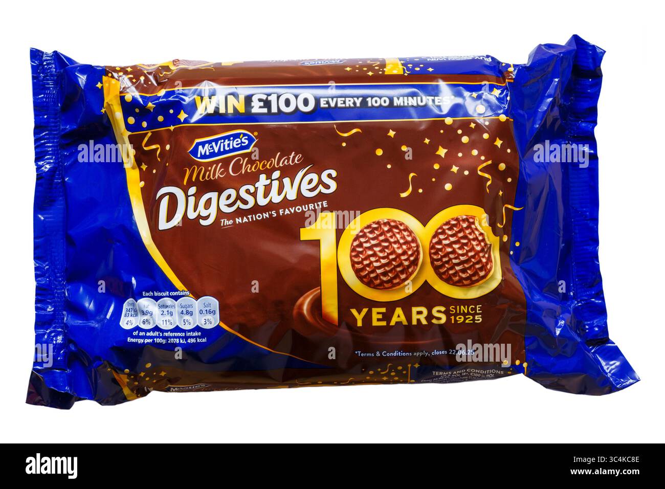 Pack of two packets of McVities milk chocolate Digestives 100 years ...