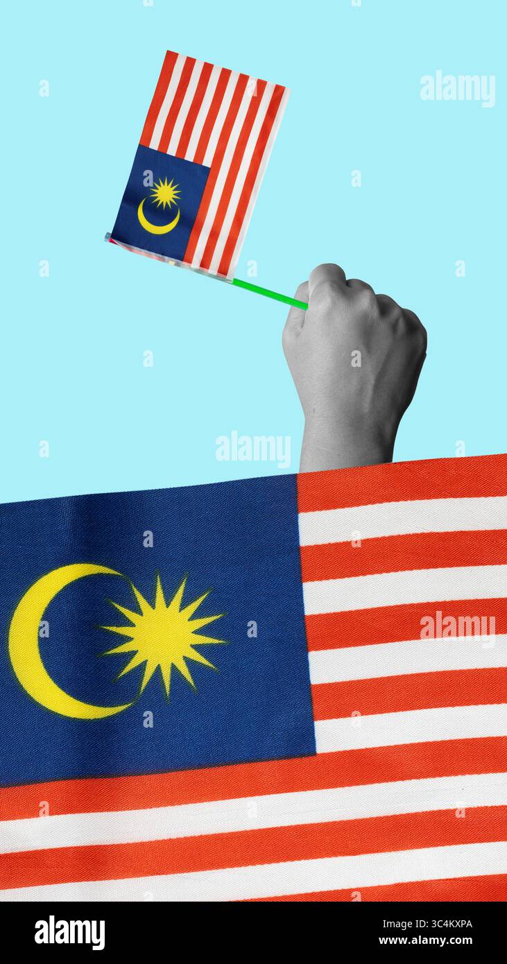 Human hand holding the Malaysian flag to celebrate Malaysia ...
