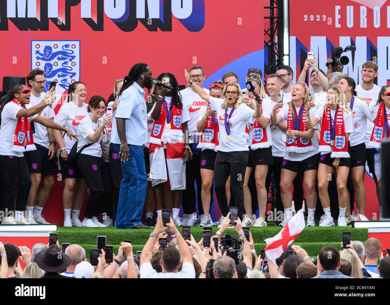 London, UK. July 29th, 2025. Burna Boy with Hannah Hampton, Leah ...