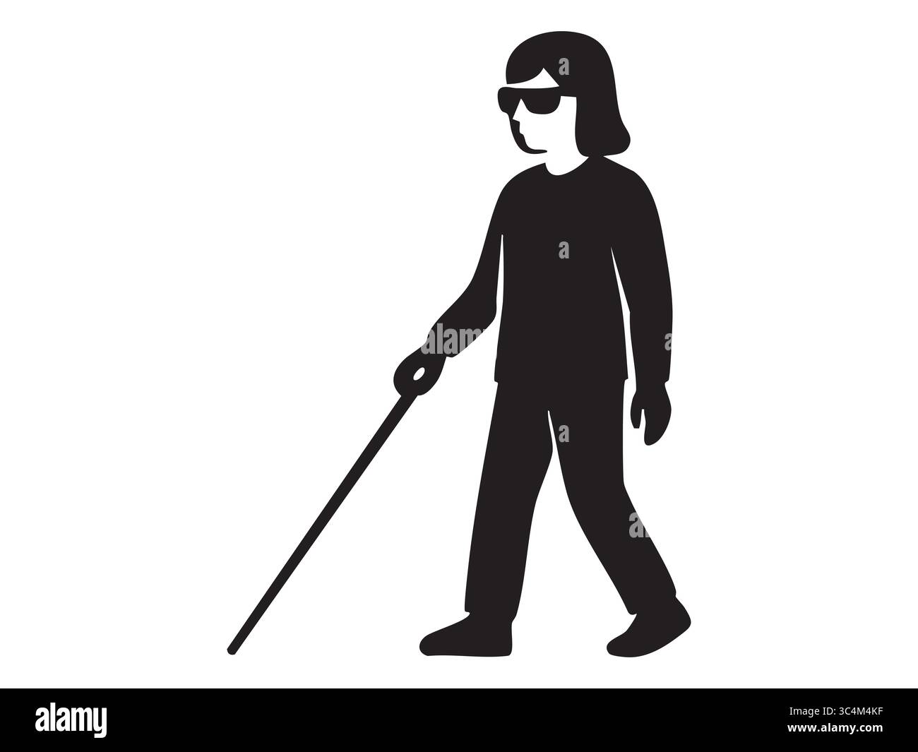 Woman visual impairment cane Black and White Stock Photos & Images - Alamy