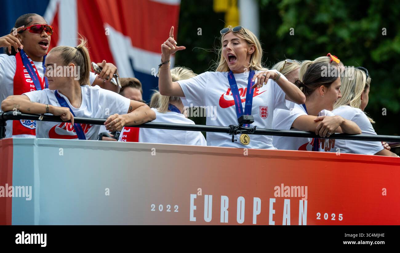 London, UK. 29 July 2025. (L to R) Khiara Keating, Georgia Stanway ...