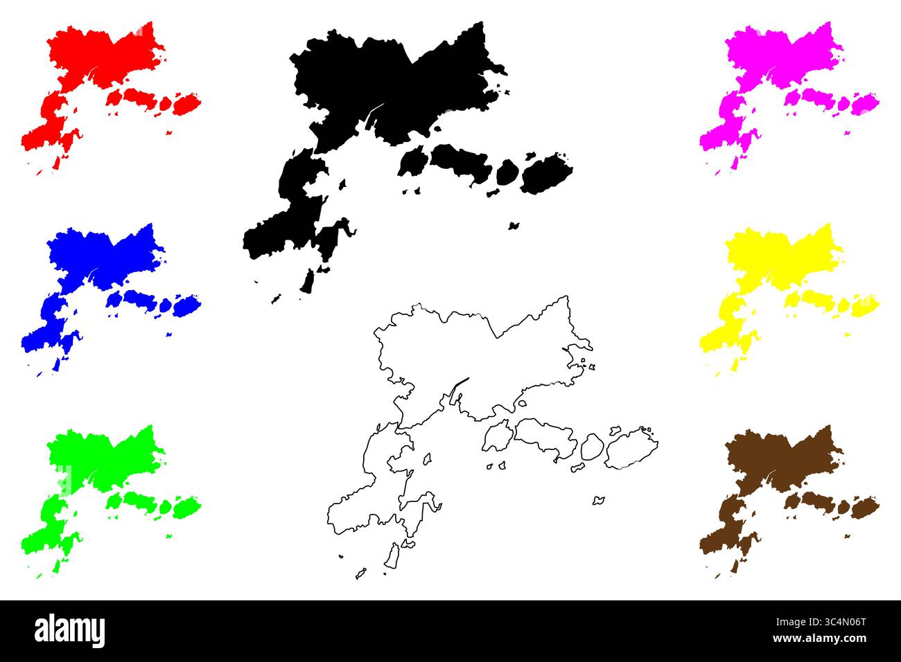 Kure city (Japan, Nihon-koku or Nippon-koku, Chugoku region) map vector ...
